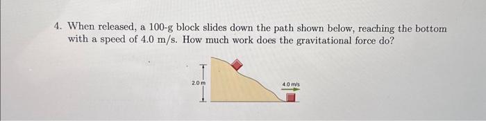 Solved When released, a 100-g block slides down the path | Chegg.com