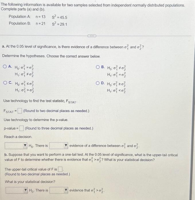 Solved The following information is available for two | Chegg.com