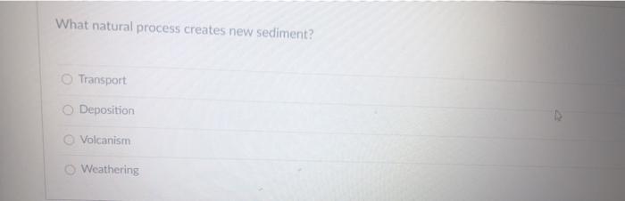 Solved What natural process creates new sediment? Transport | Chegg.com