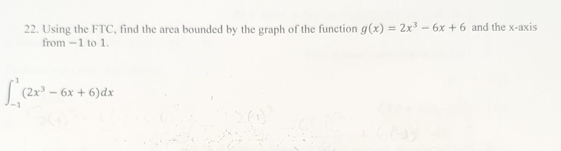 Solved 22. Using the FTC, find the area bounded by the graph | Chegg.com