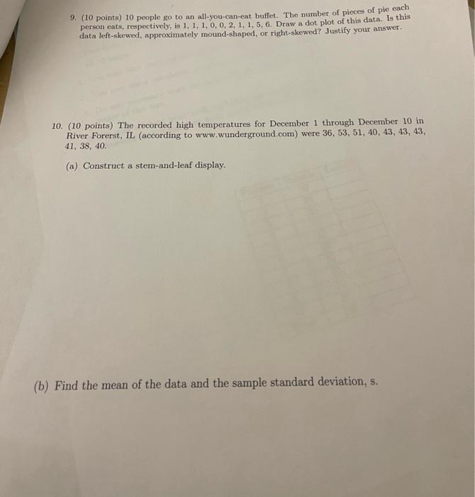 Solved 9. (10 points) 10 people go to an all-you-can-eat | Chegg.com