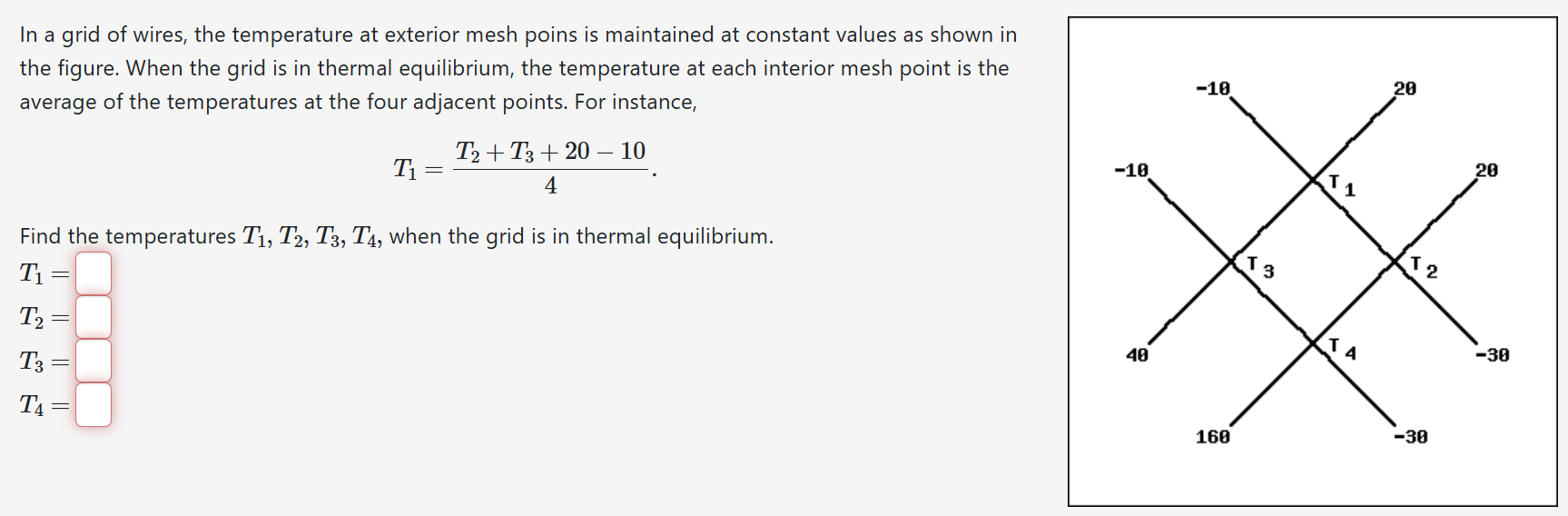 In ﻿a grid of ﻿wires, the temperature at ﻿exterior | Chegg.com