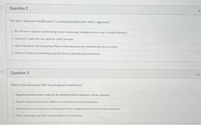 Solved The term "behavior modification" is named primarily | Chegg.com