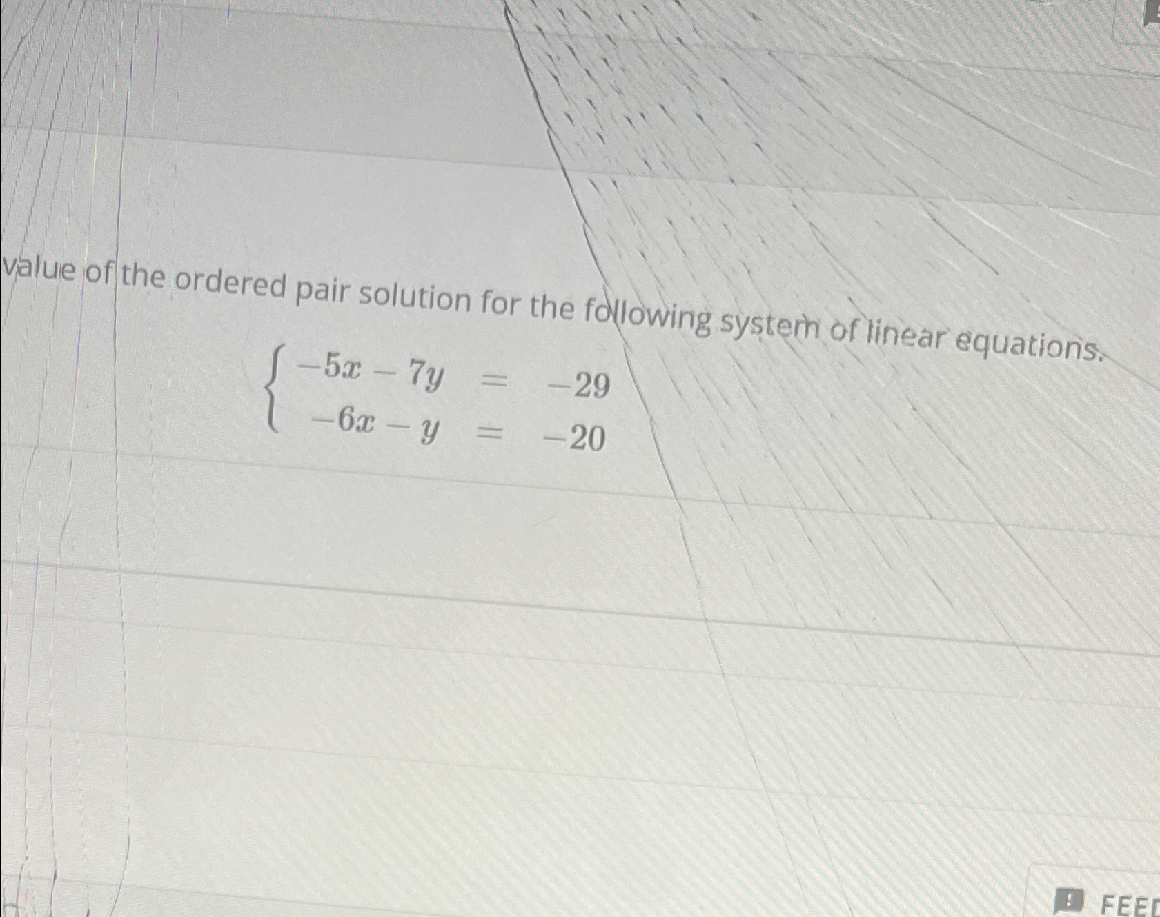 Solved value of the ordered pair solution for the following | Chegg.com