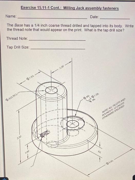 Solved Exercise 15.11-1 Cont.: Milling Jack assembly | Chegg.com