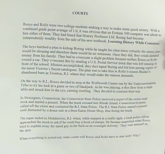 Solved COURTSRocco and Rollo were two college students | Chegg.com