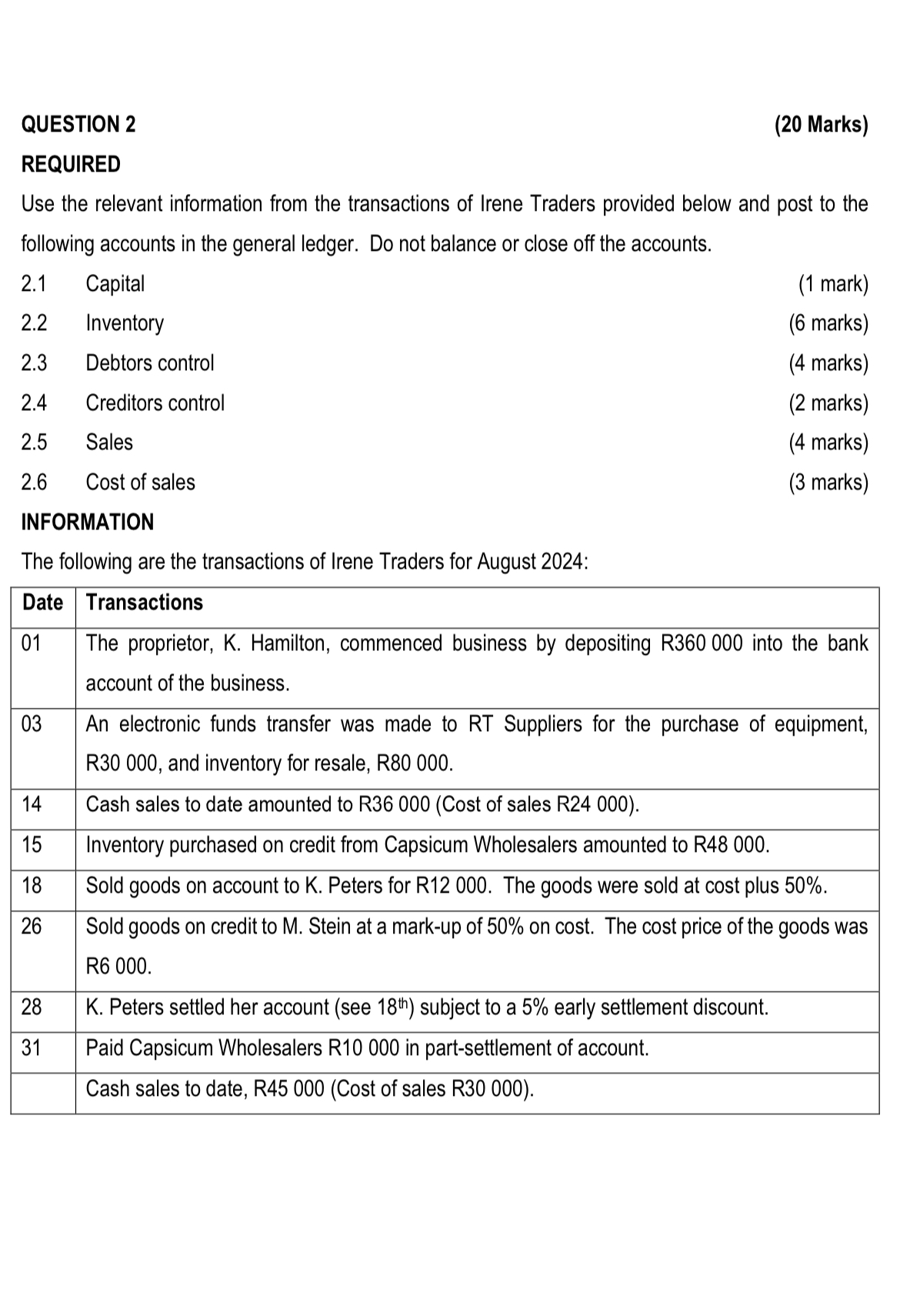 Solved by an EXPERT QUESTION 2(20 ﻿Marks)REQUIREDUse the relevant | Chegg.com