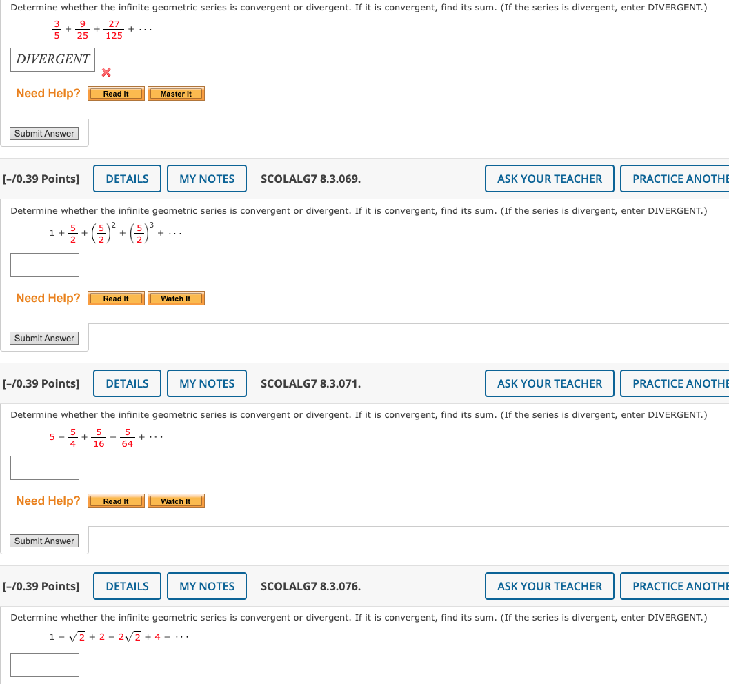 Solved Determine whether the infinite geometric series is | Chegg.com