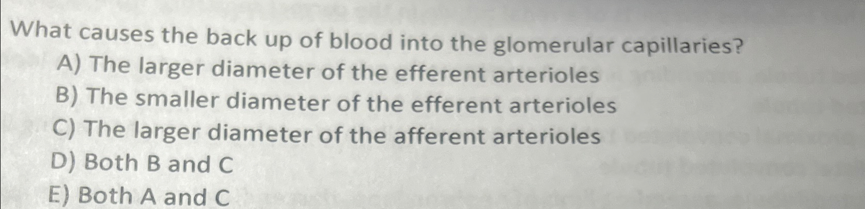 Solved What causes the back up of blood into the glomerular | Chegg.com