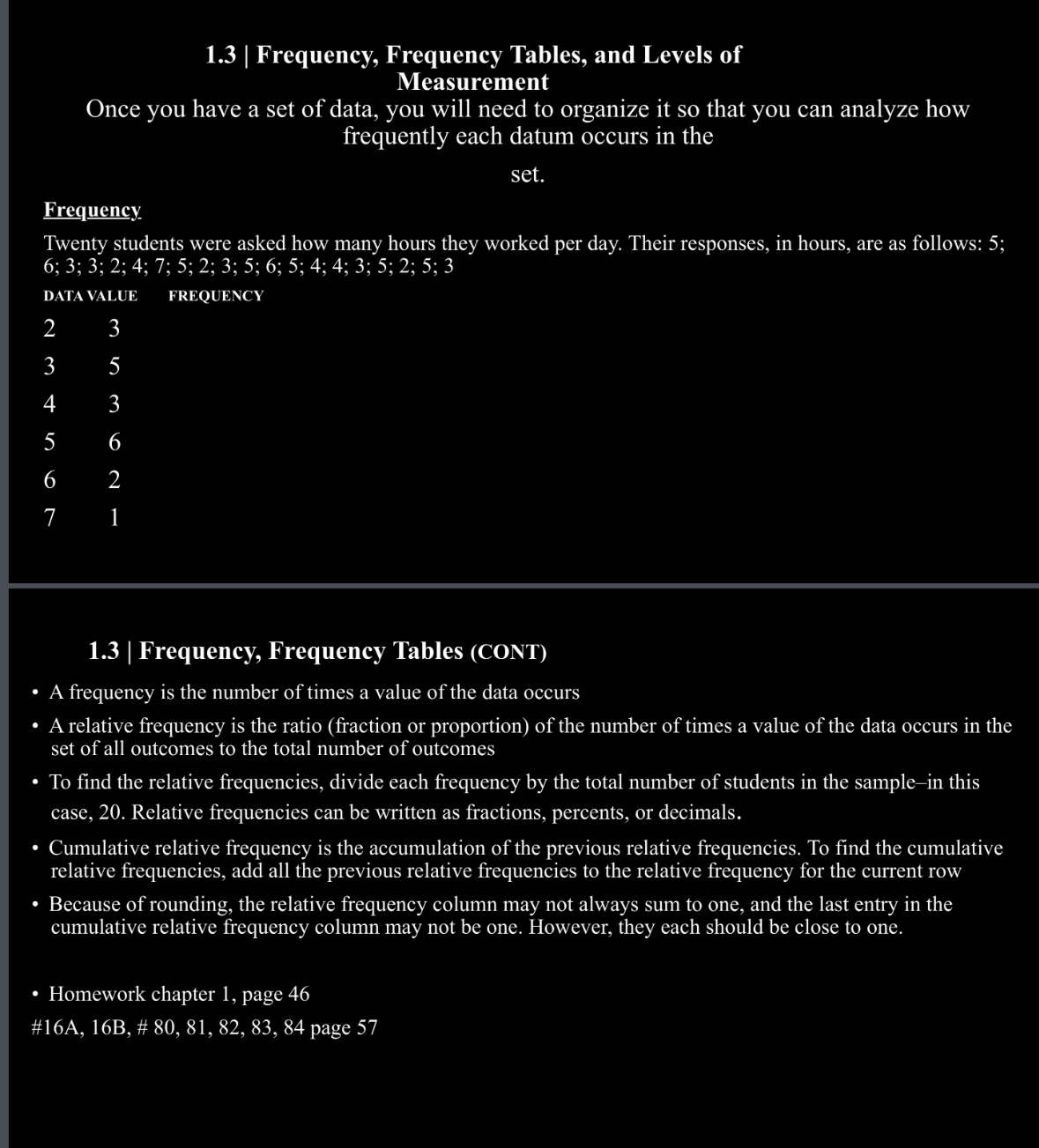 Solved 1.3 ﻿Frequency, Frequency Tables, and Levels of | Chegg.com