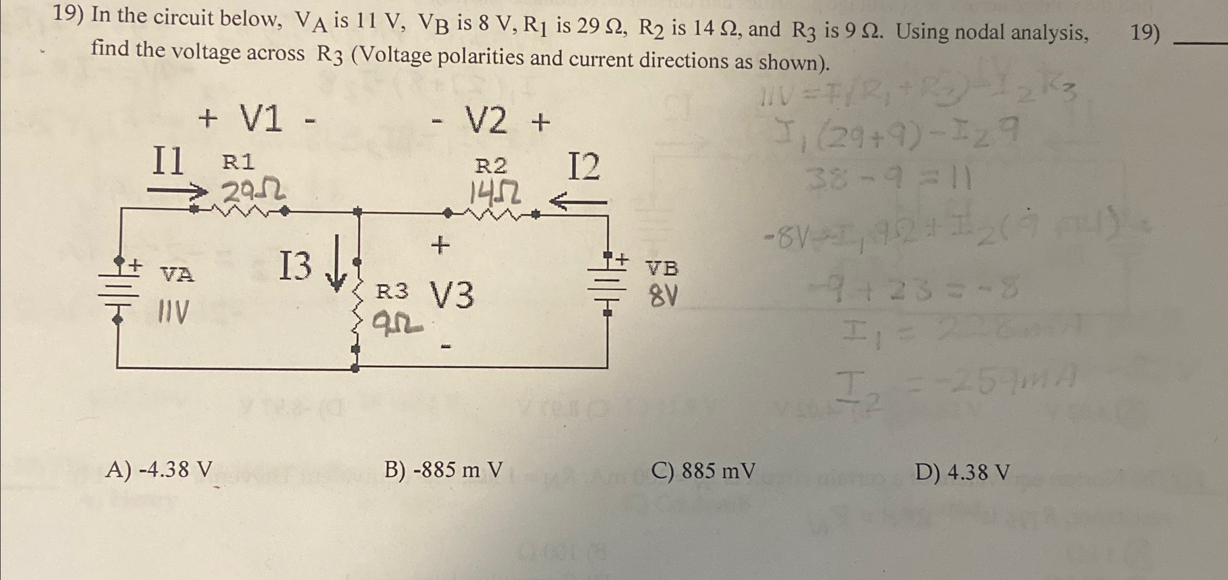 Solved In the circuit below, VA ﻿is 11V,VB ﻿is 8V,R1 ﻿is | Chegg.com