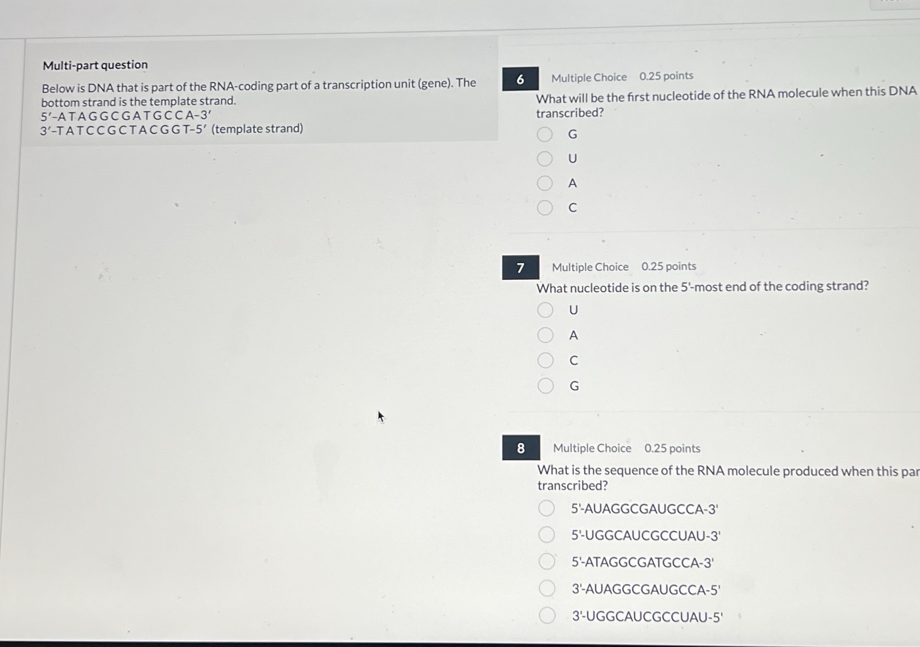 Solved Multi-part questionBelow is DNA that is part of the | Chegg.com