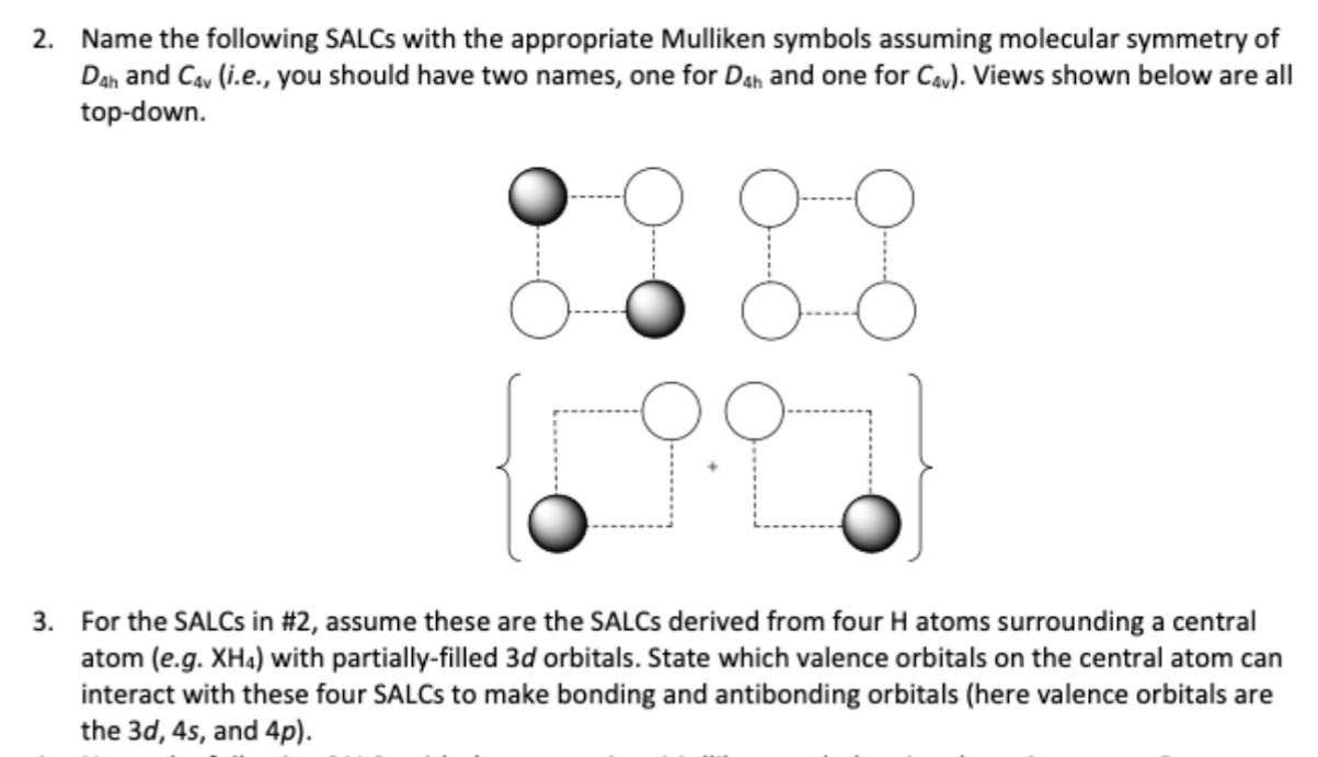 Solved Name the following SALCs with the appropriate | Chegg.com