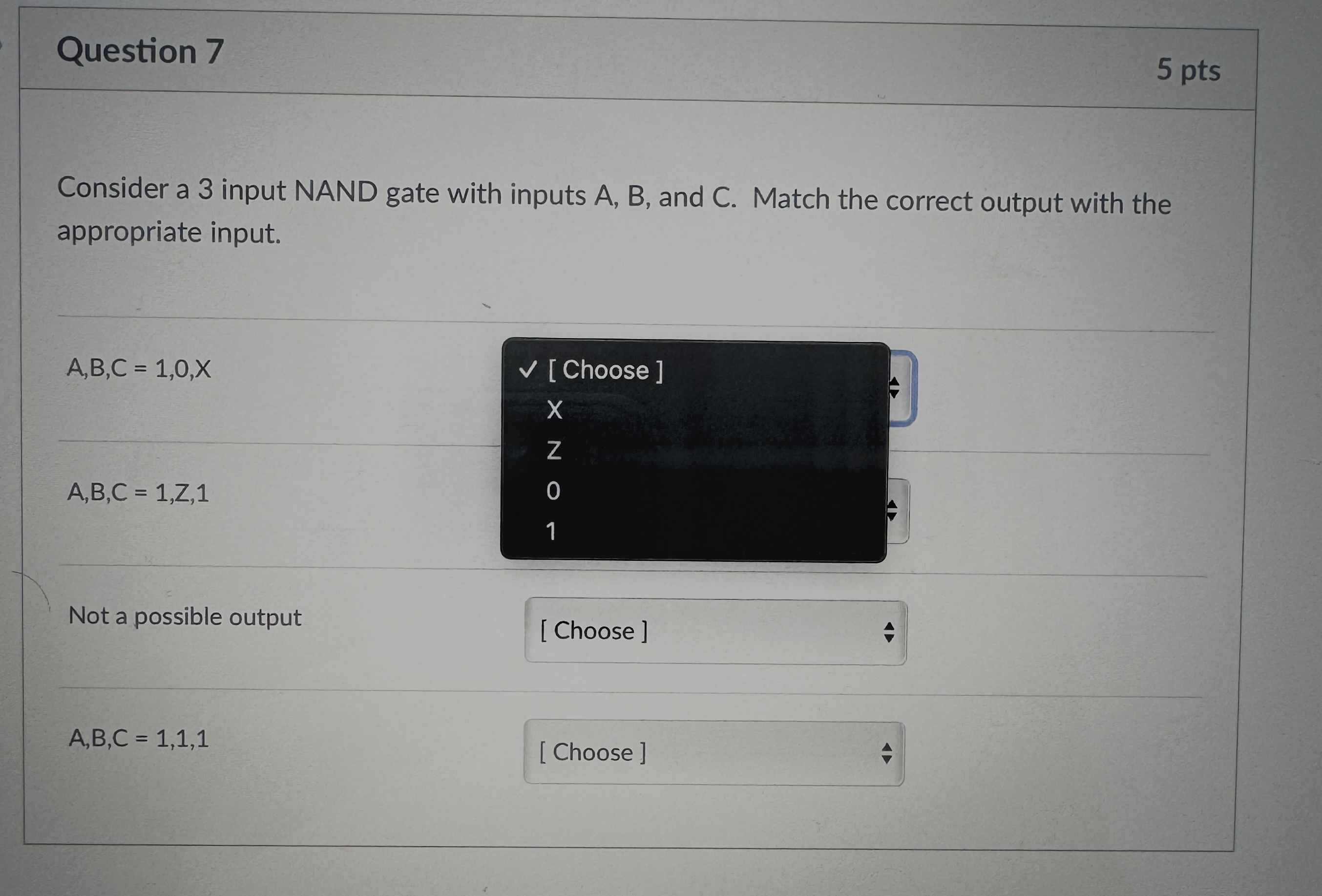 Solved Question 75 ﻿ptsConsider a 3 ﻿input NAND gate with | Chegg.com