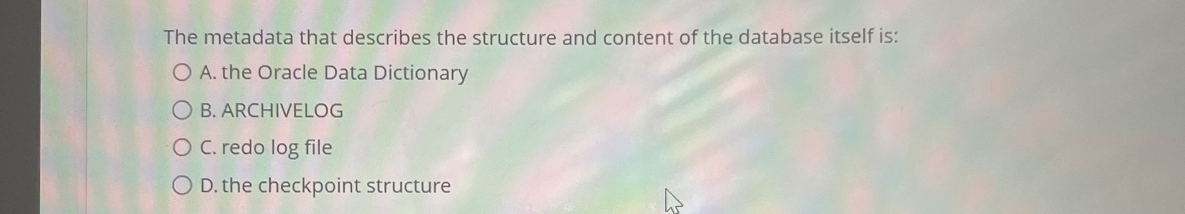 Solved The metadata that describes the structure and content | Chegg.com