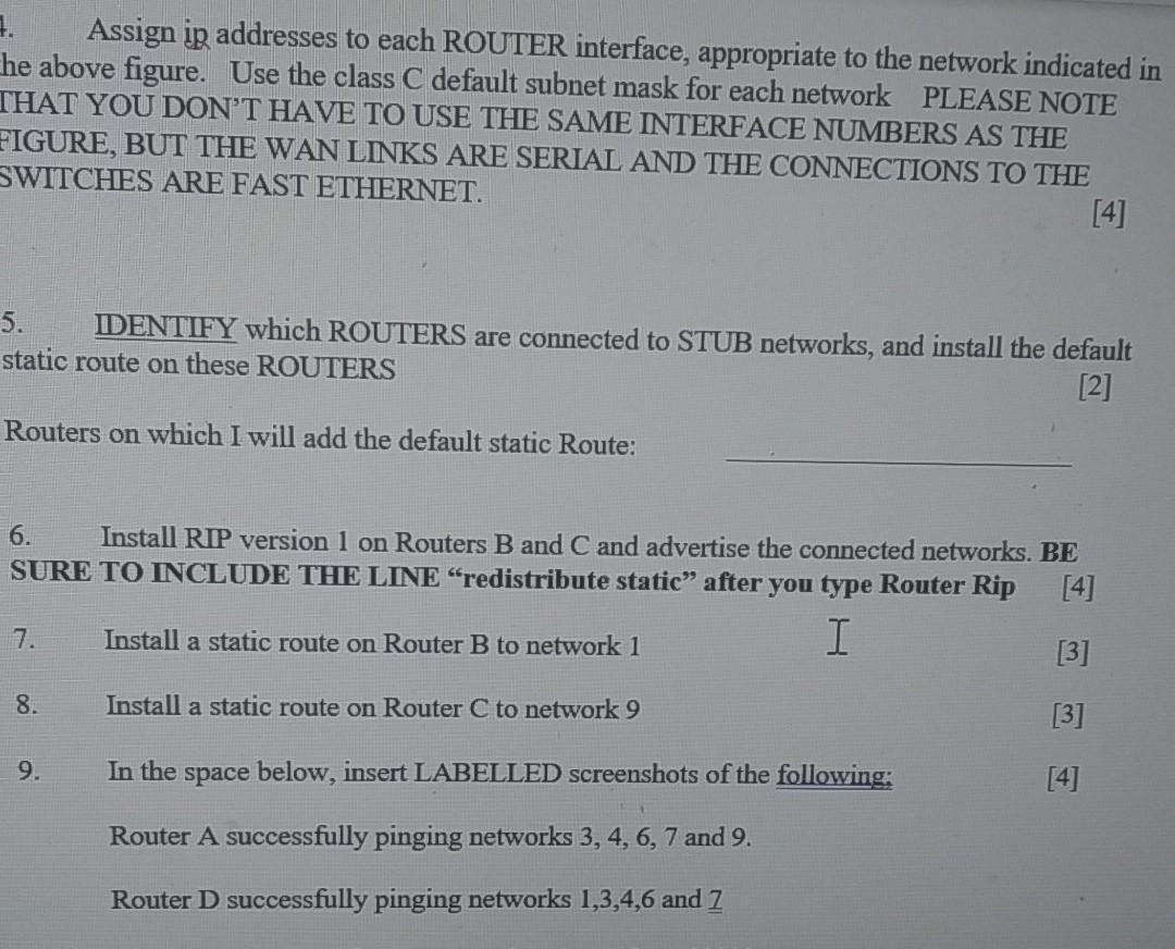 7. Assign ip addresses to each ROUTER interface, | Chegg.com