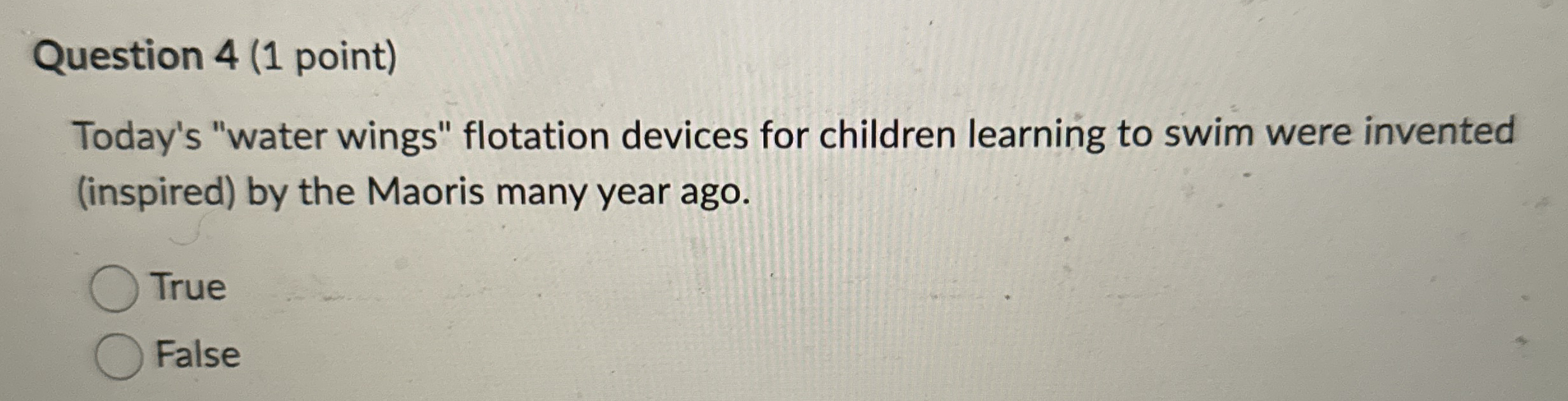 High Quality SOLUTION Question 4 (1 ﻿point)Today's "water wings" flotation | Chegg.com