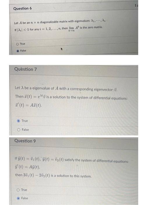 Solved Question 6 Let A be an n x n diagonalizable matrix | Chegg.com