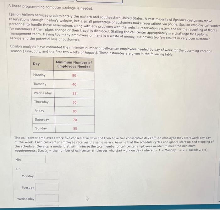 Solved A Linear Programming Computer Package Is Needed 