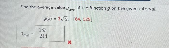 Solved Find The Average Value Gave Of The Function G On The