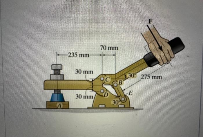 Solved If a force of F=350 N is applied to the handle of the | Chegg.com