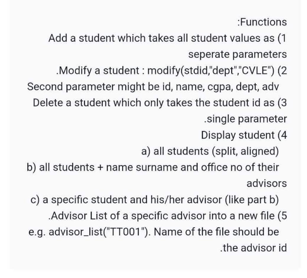 Solved :FunctionsAdd a student which takes all student | Chegg.com