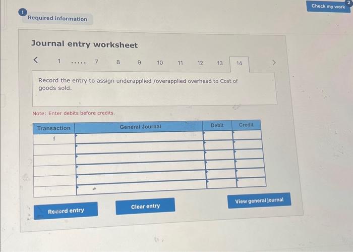 Solved Journal entry worksheet 1⋯⋯6 8 9 14 Record the entry | Chegg.com