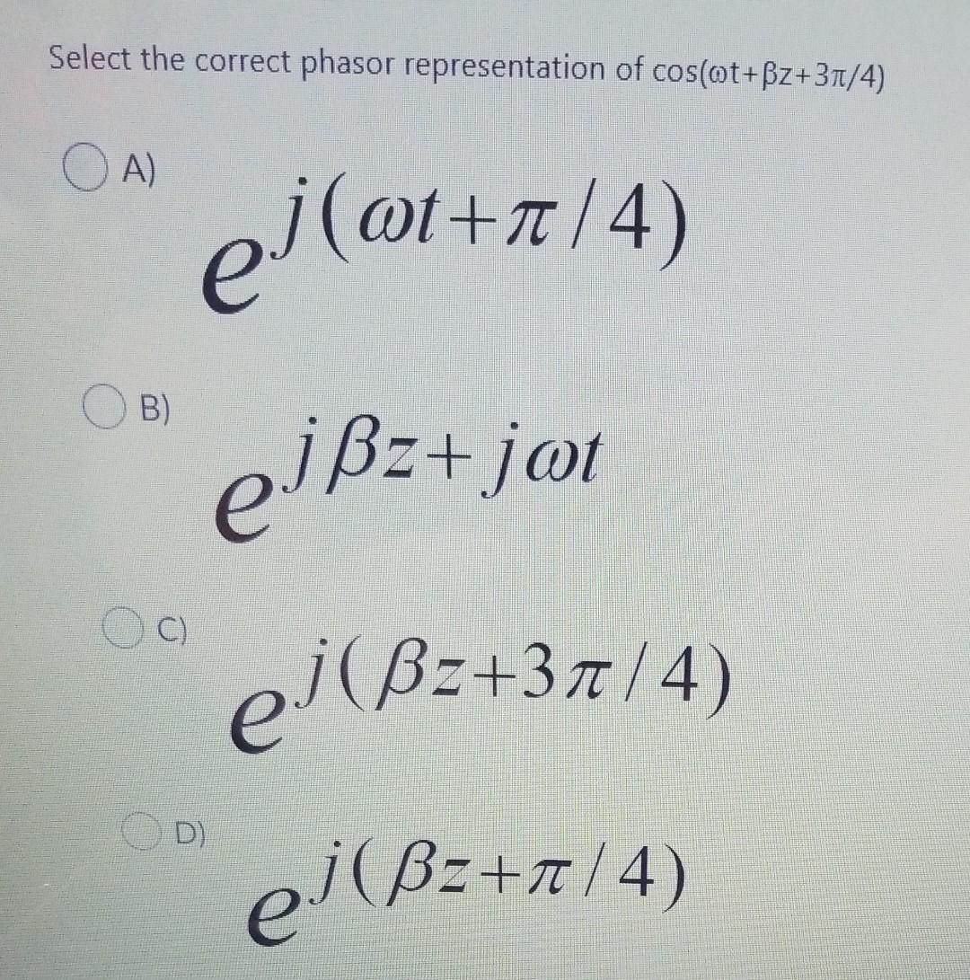 Solved Select the correct phasor representation of | Chegg.com