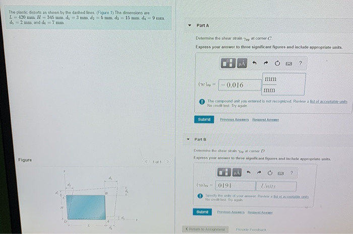 Solved The plastic distorts as shown by the dashed lines | Chegg.com