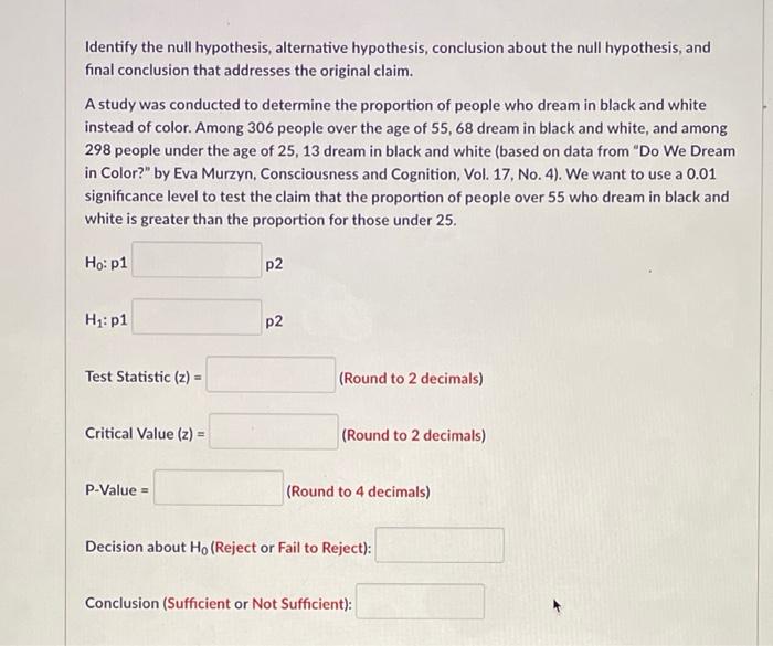 Solved Identify the null hypothesis, alternative hypothesis, | Chegg.com