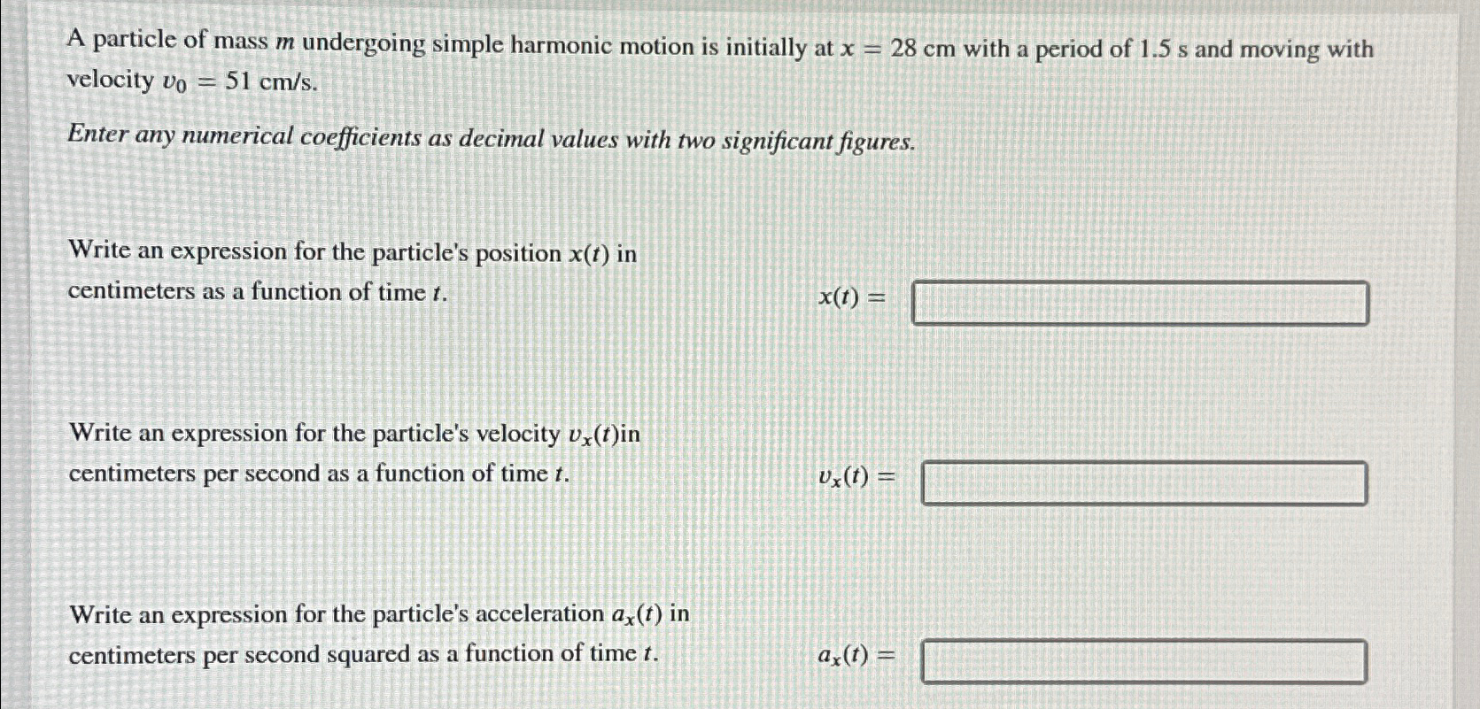 Solved A particle of mass m ﻿undergoing simple harmonic | Chegg.com