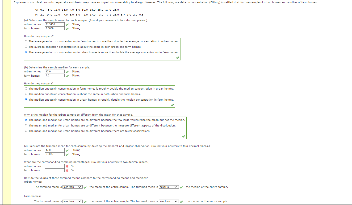 Solved HOW do you find the trimming percentage from the | Chegg.com
