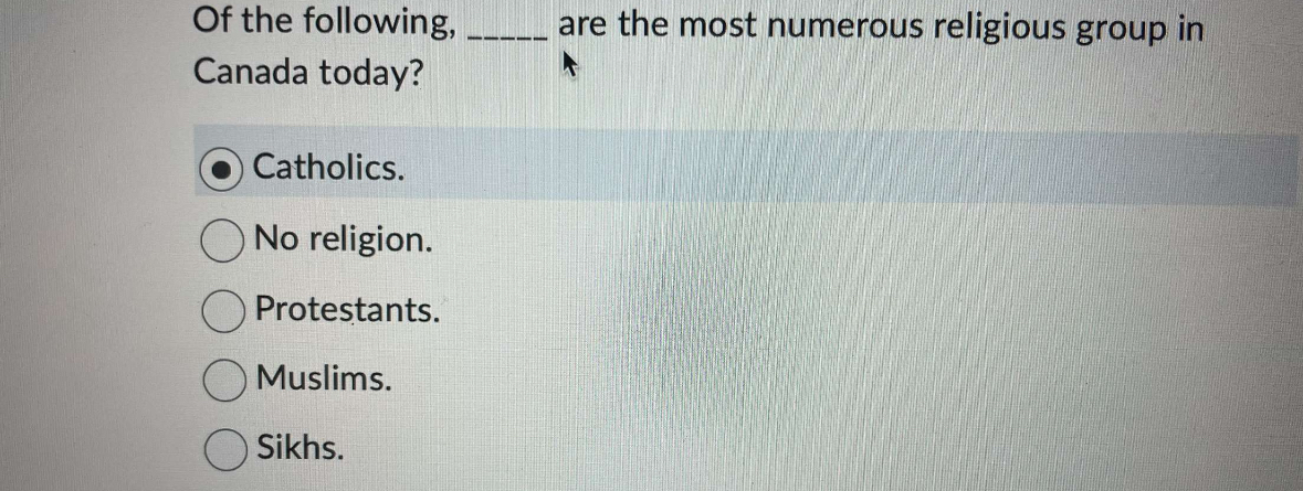 Solved Of the following, are the most numerous religious | Chegg.com