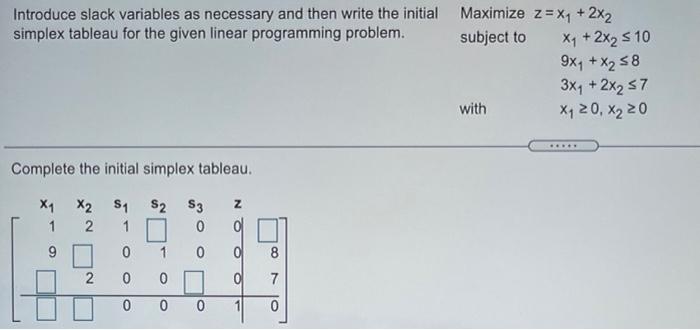Solved Introduce slack variables as necessary and then write | Chegg.com