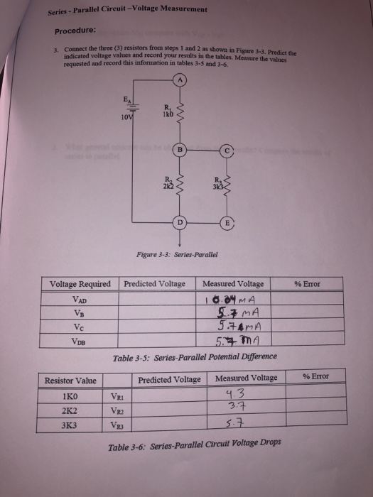 Solved voltages and current in series, parallel and series | Chegg.com