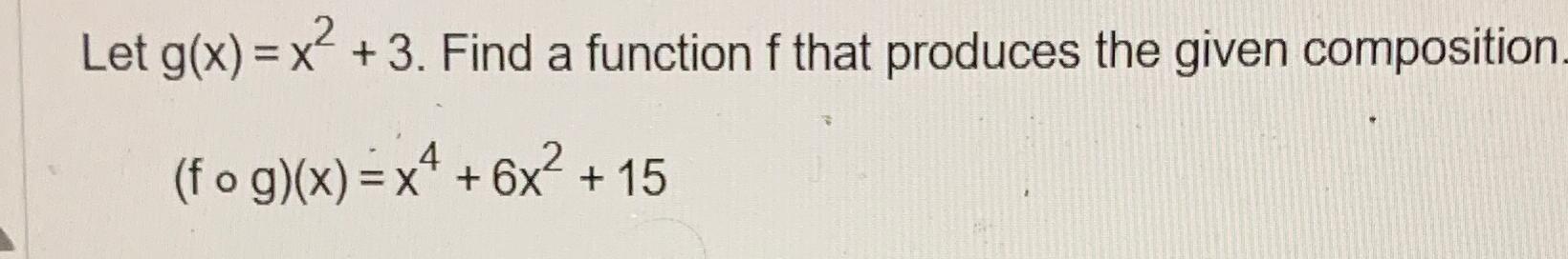 Solved Let g(x)=x2+3. ﻿Find a function f ﻿that produces the | Chegg.com
