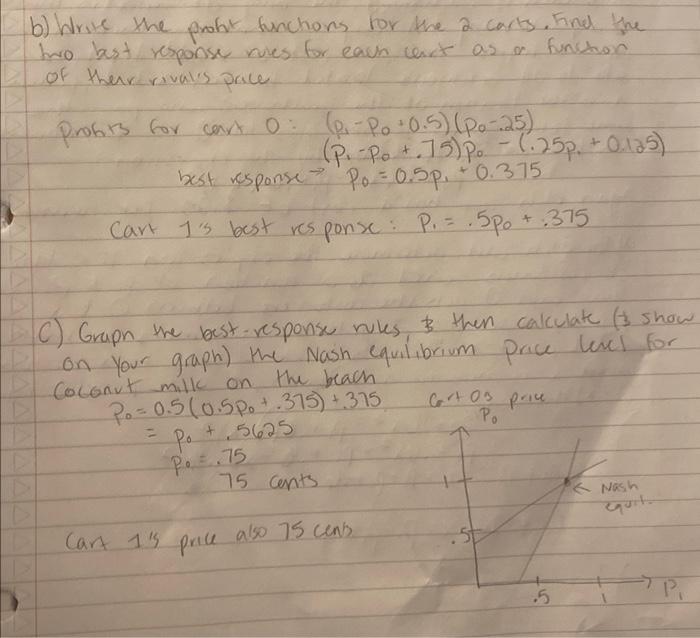 b) Write the proft functions for the 2 carts. Find | Chegg.com
