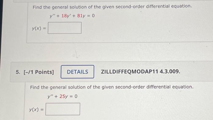 Solved Find the general solution of the given second-order | Chegg.com