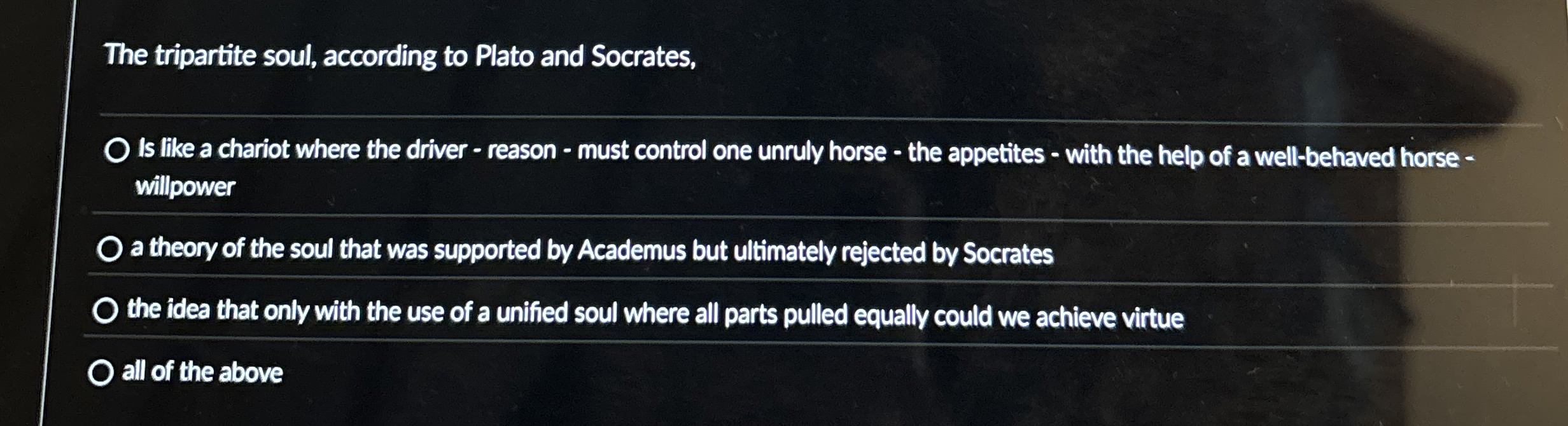 [Solved]: The tripartite soul, according to Plato and Socrat