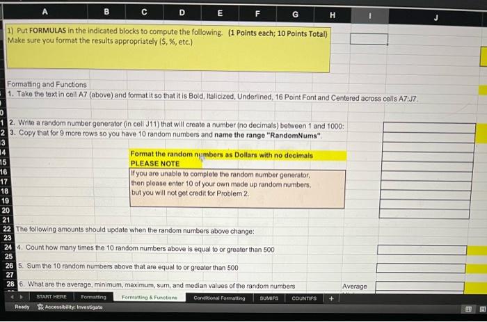 Solved 1) Put FORMULAS in the indicated blocks to compute | Chegg.com