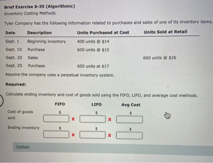 Solved Brief Exercise 6-35 (Algorithmic) Inventory Costing | Chegg.com