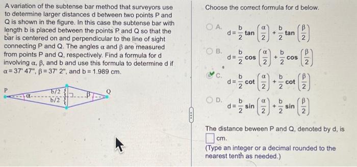 Solved A variation of the subtense bar method that surveyors | Chegg.com