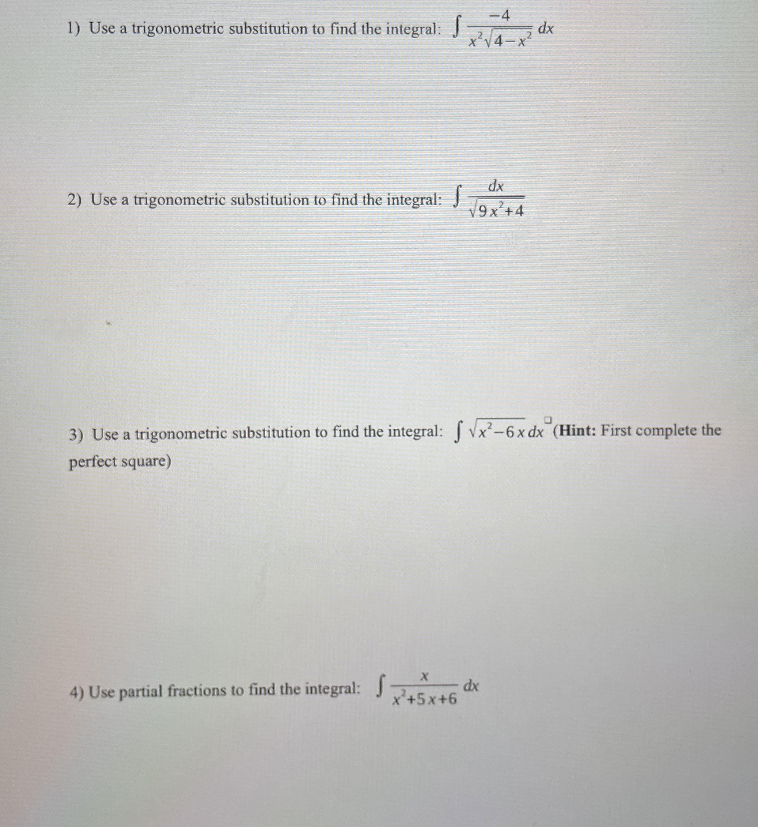 Solved Use a trigonometric substitution to find the | Chegg.com
