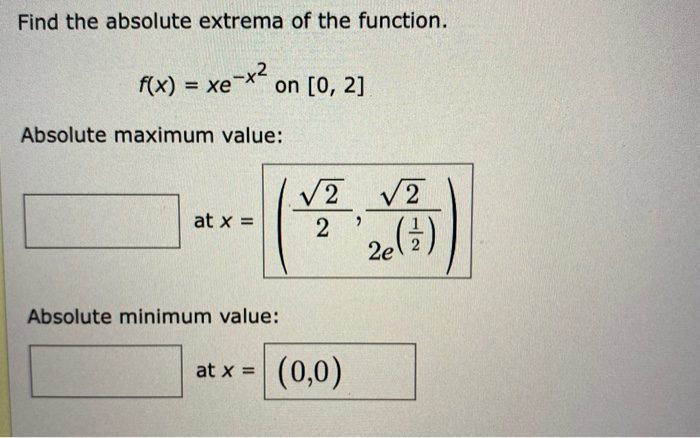 Solved Find the absolute extrema of the function. f(x) = | Chegg.com
