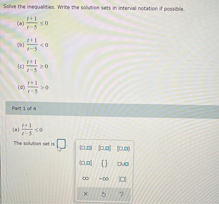 Solved Solve the inequalities. Write the solution sets in | Chegg.com