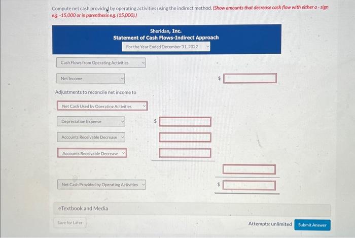 Solved Compute net cash provided by operating activities | Chegg.com
