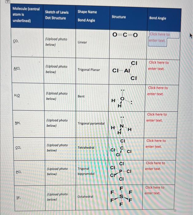 Solved fill in the bond angles | Chegg.com