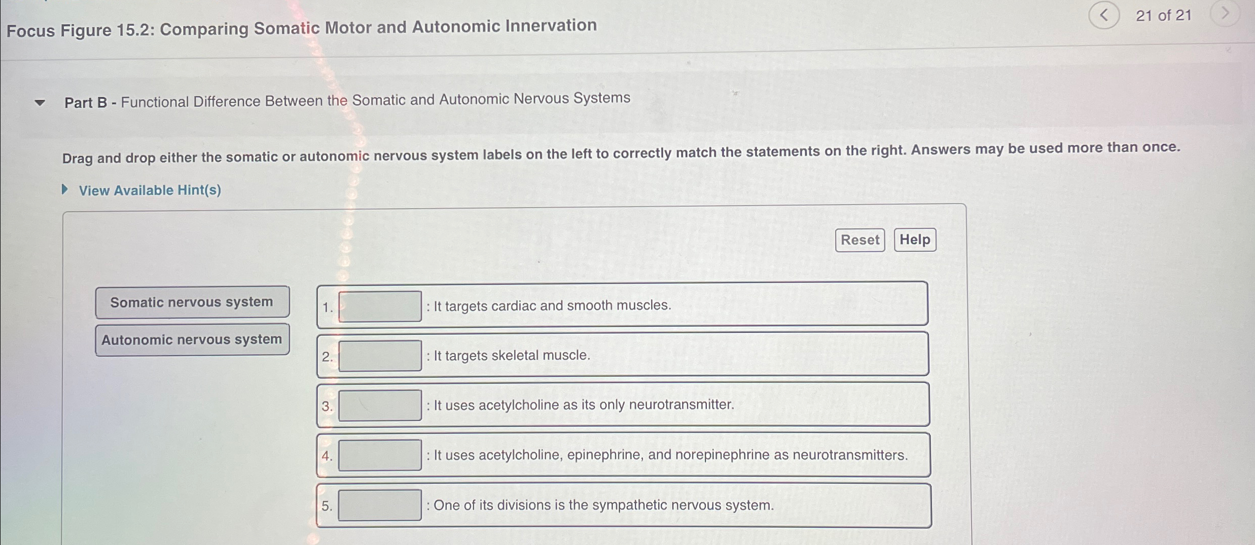 Solved Focus Figure 15.2: Comparing Somatic Motor and | Chegg.com