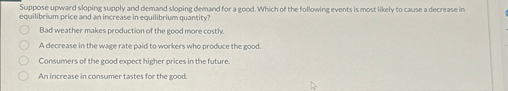 Solved Suppose upward sloping supply and demand sloping | Chegg.com