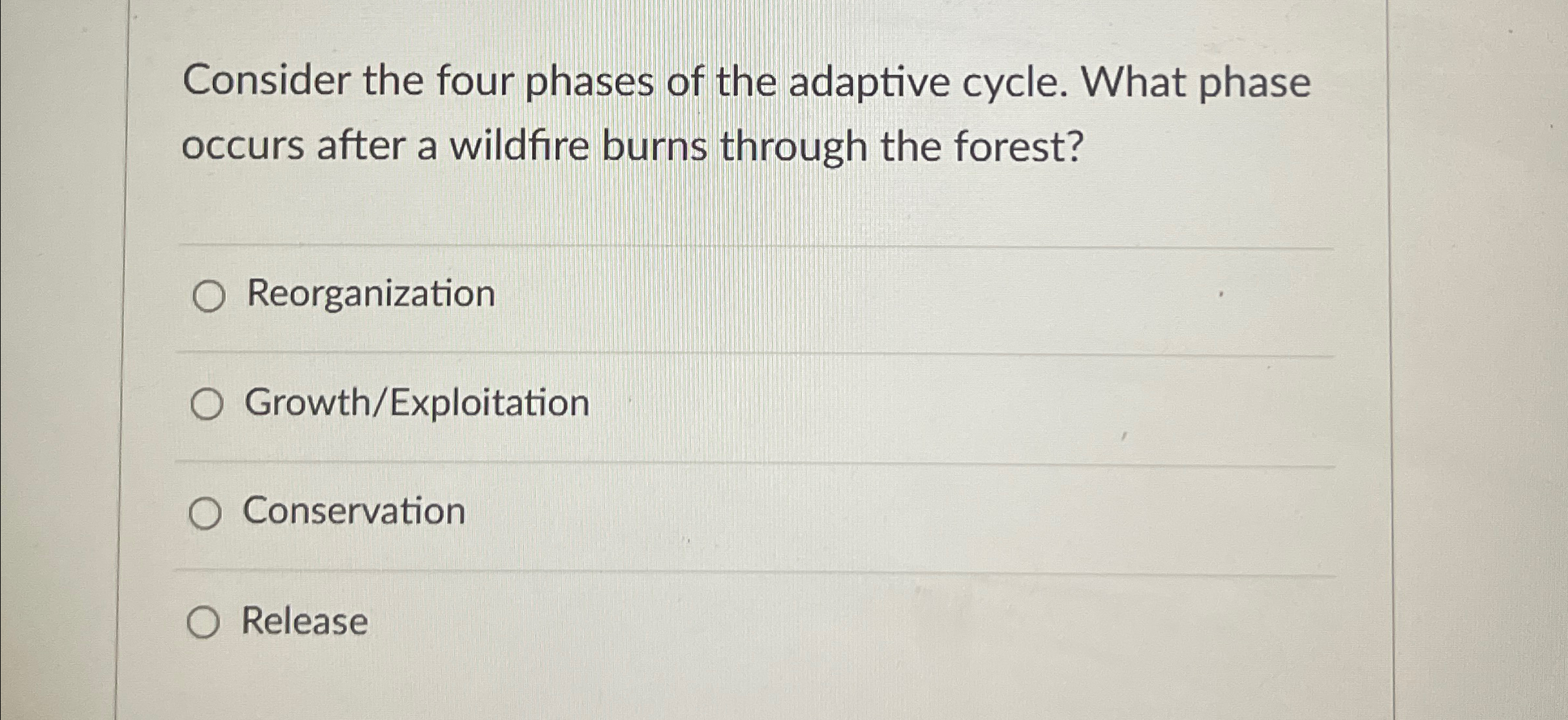 Solved Consider the four phases of the adaptive cycle. What | Chegg.com
